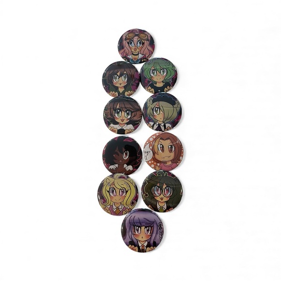 Art | Anime Character Button Pin Set 1 Webcomic Collectible Chibi Style ...